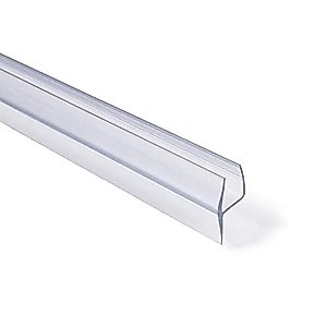 Shower Glass Door Seal Frameless Sweep Rubber Plastic Shower Screen Seal Strip for 6mm/8mm/10mm/12mm Thickness Curved/Flat Glass Bath Door 1m Length H-Type 1/4"(6mm)
