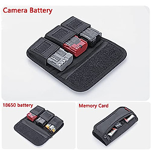 King Ma Small DSLR Camera Battery Bag Pouch Holder Case Camera Battery Waist Bag Suitable for AA Battery and LP-E6/ LP-E17/ FZ100/ FW50/ F550 and More, SD Card Holder Memory Card Case