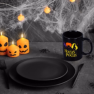 Whaline 2Pcs Halloween Mug Set 12oz Witch Coffee Mugs Hocus Pocus Ceramic Drinking Mugs for Home Table Centerpieces Housewarming Gift Office School