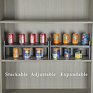 X-cosrack Expandable Shelf for Kitchen Cabinet, Adjustable Cabinet Shelf Organizers for Kitchen Counter, Cabinet Countertop Shelf Rack Organizer, Adjustable Length Height, Stackable Design(Set of 1)