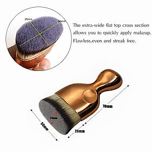 Angled Flat Foundation Brush High Density Face Body Kabuki Makeup Brush for Liquid Foundation Powder Cream Contour Buffing Stippling Blending (Rose gold)