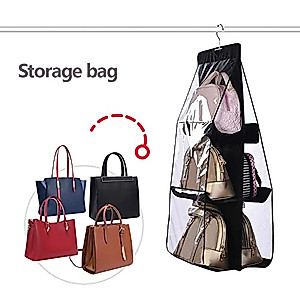 3 Pack Hanging Purse Organizer Handbag Hanger Storage Organizer Bags Holder for Closet Bedroom, Black
