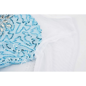 Padete Little Girl Princess Dress Snow Party Queen Halloween Costume Sky Blue with Accessories (7 Years, Sky Blue with Accessories)