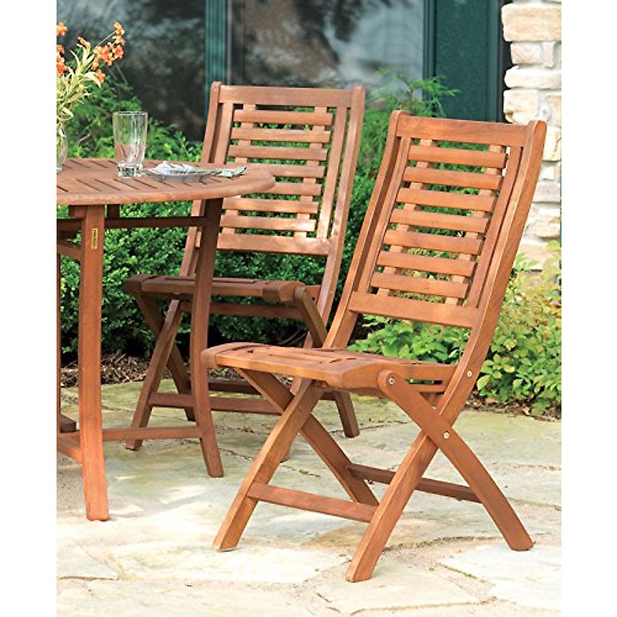Folding Eucalyptus Side Chair Fully Assembled, 2 pack
