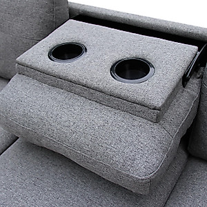 DHHU Sectional Sofa, L-Shaped Couch with 2 Cup Holder, Modular Sofá with Extra Wide Chaise Lounge, Living Room Furniture Sets with Storage Ottoman for Home Office, Apartment