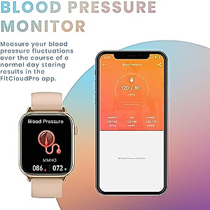 yussa Blood Pressure Smartwatch | Android Smartwatch &iPhone Compatible | Answer/Make Calls | Speaker | 2Straps | 1.86'' Full Screen | Fitness &Health Tracking | +20 Sports | Man and Woman (Pink)