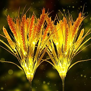 Idefair Solar Flowers Lights Outdoor Decorative, 2 Pack Solar Garden Stake Lights Solar Wheat Ear LED Lights Waterproof Decorations for Yard Lawn Pathway and Weddiny