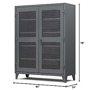 Strong Hold Extra Heavy Duty 12 GA Cabinet with Ventilated Doors - 60 in. W x 24 in. D x 78 in. H - 56-V-244