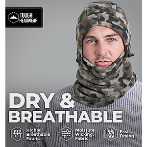 Tough Headwear Balaclava Ski Mask for Men and Women - Heavyweight Fleece Winter Shiesty Cover - Extreme Cold Weather Full Face Masks - Skiing & Snowboarding Snow Gear - Camo