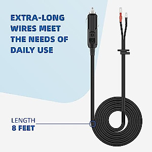 Upgrade 12V Thermoelectric Cooler Power Cord Adapter Replacement for Coleman Thermoelectric Cooler, for Coleman Electric Cooler Adapter, 8 ft Cooler Cord w/Fuse, Plug-in Car Cooler Power