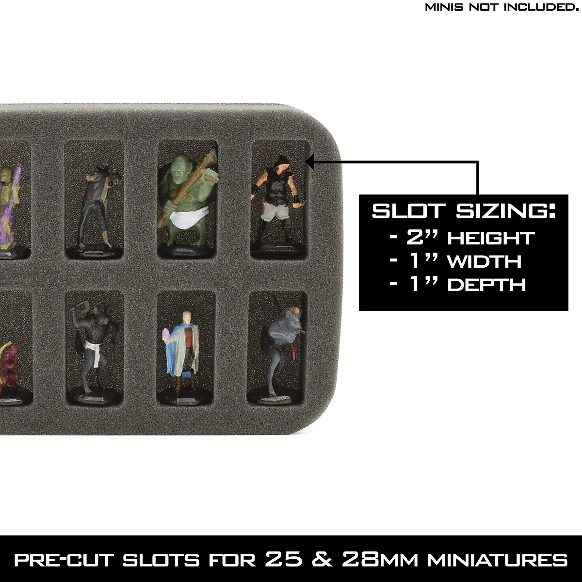 CASEMATIX Miniature Storage Hard Shell Figure Case - 30 Slot Figurine Minature Carrying Case with Adjustable Strap and Accessory Storage Compatible with Warhammer 40k, DnD and More!