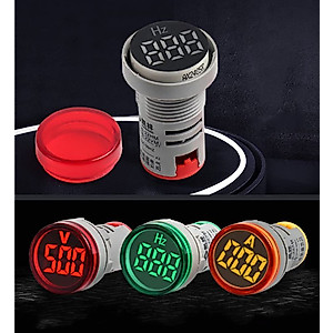 Szliyands 3pcs Digital Display AC Voltage Indicator, 22mm Round Head LED Voltage Tester AC50~500V Voltmeter Monitor (Yellow)