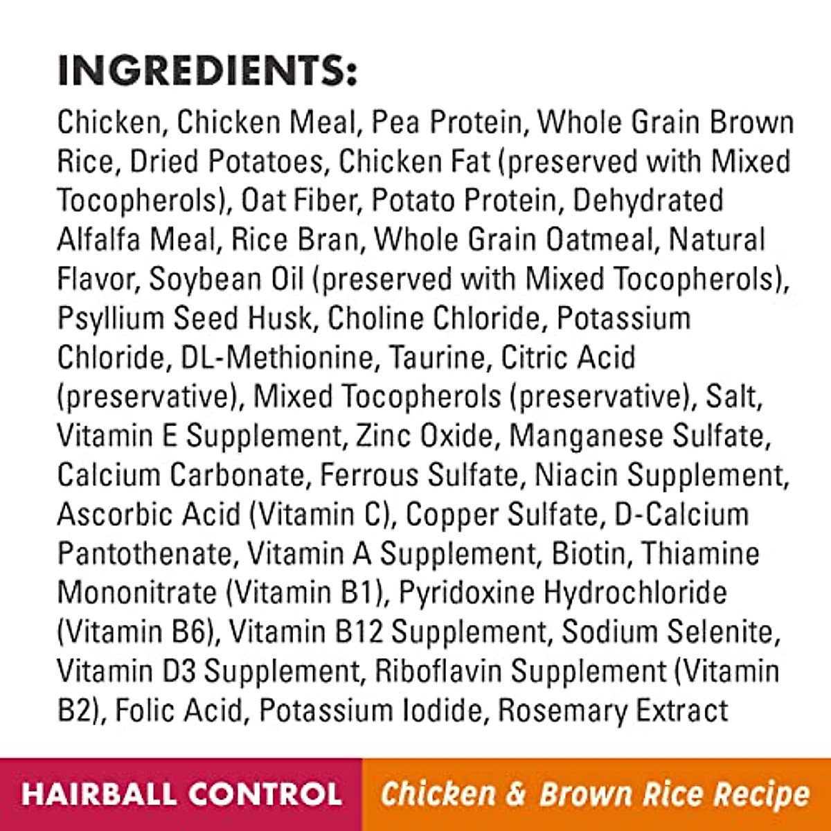 NUTRO WHOLESOME ESSENTIALS Natural Dry Cat Food, Hairball Control Adult Cat Chicken & Brown Rice Recipe Cat Kibble, 5 lb. Bag