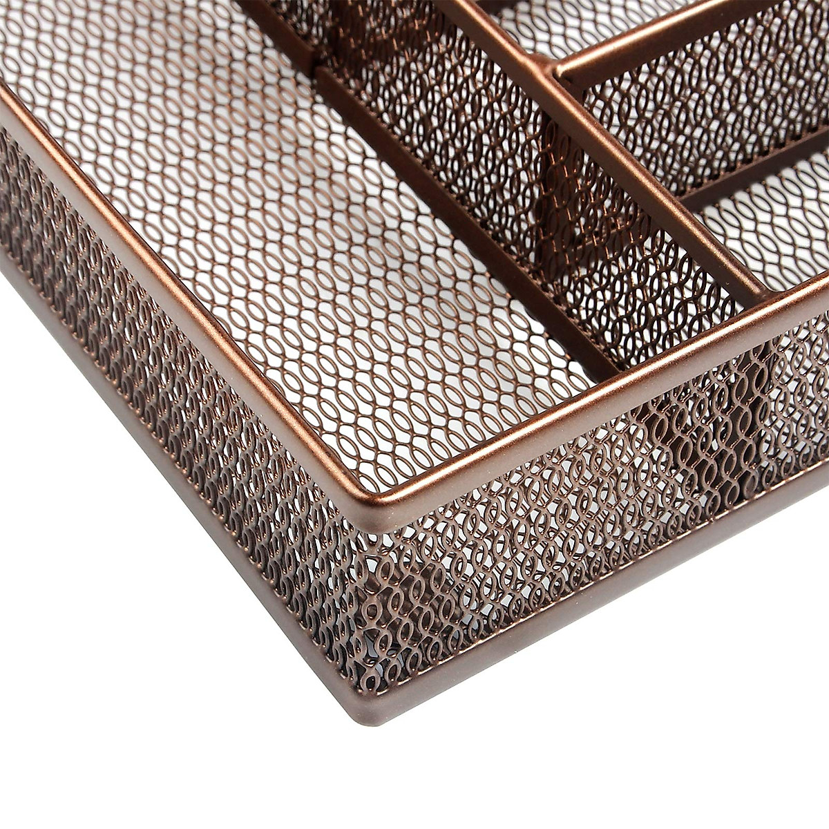 GBmall Kitchen Cutlery Trays, 5 Compartments Steel Mesh storage | The Mesh Collection (Coffee)