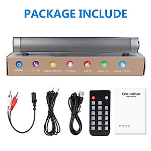 TOPROAD Sound Bar | Soundbar Wired and Wireless Bluetooth 5.0 Speaker | Built in Mic | for Cell Phone/Tablet/Projector and Support TV with AUX/RCA Output