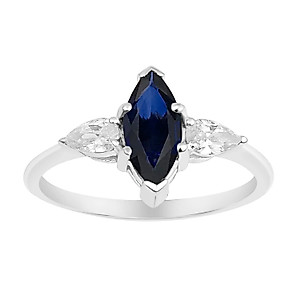 Shine Jewel Multi Choice Your Gemstone Solitaire 0.25 Ctw Marquise Cut 925 Sterling Silver Ring (8, Blue-Sapphire)