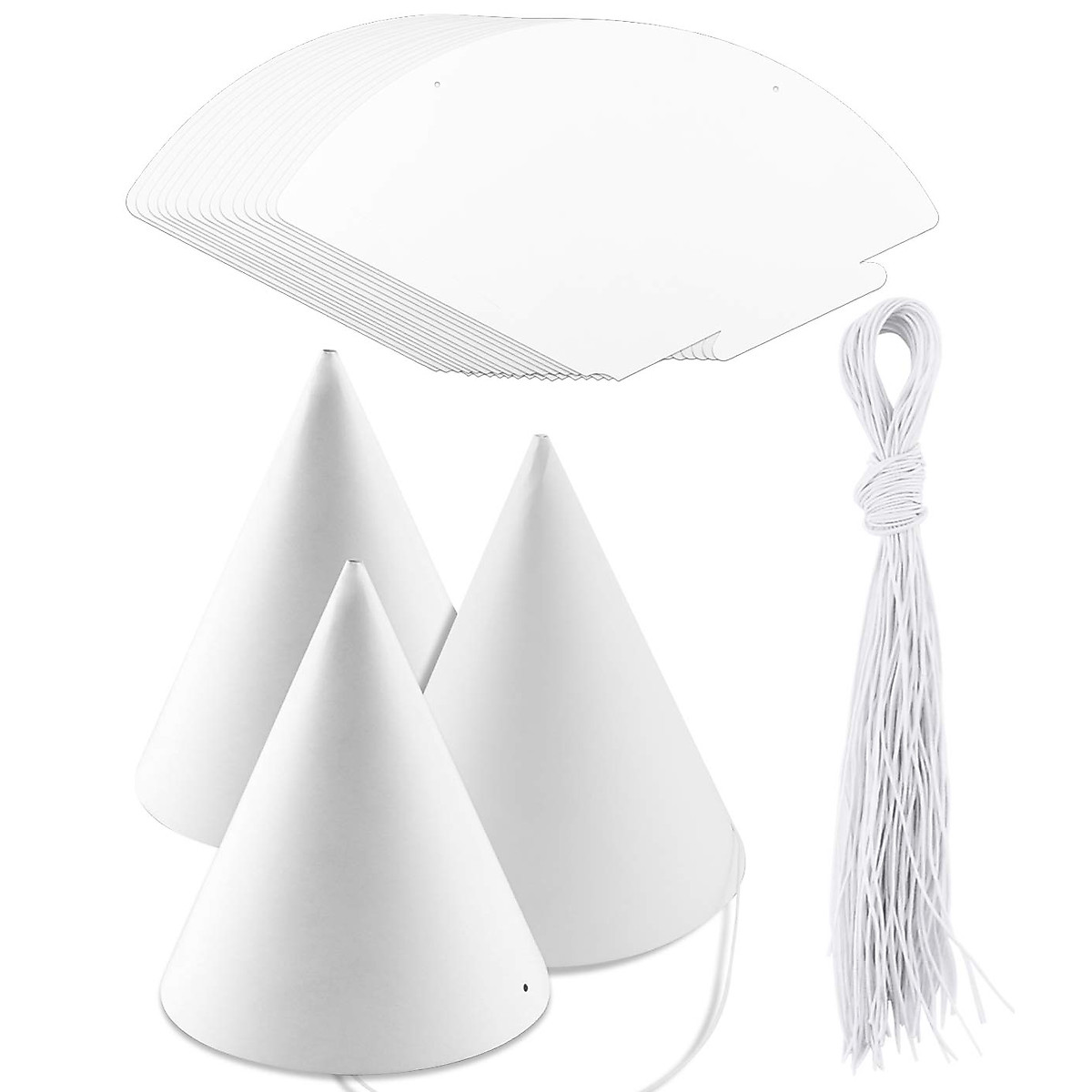 Weoxpr 40 Pieces White Party Hats for Kids Birthday, Blank Cones Craft Party Hats Bulk, Plain Paper Hats to Decorate,White Cone Hats for Adults Art DIY Craft Party Halloween Supplies