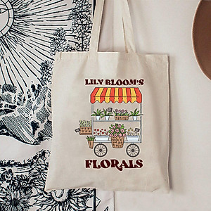 JNIAP Book Lovers Gifts Canvas Tote Bag for Women Book Tote Bag Aesthetic Literary Readers Gift Reader Bibliophile Bookworm Bag (Lily blooms tote)