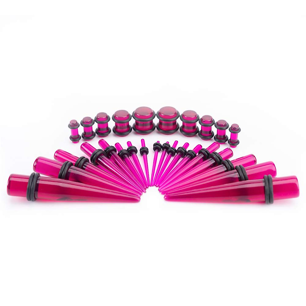 LLGLTEC Ear Stretching Kit 50 Pieces 14G-00G Ear Gauges Expander Set Acrylic Tapers and Plugs & Silicone Tunnels Body Piercing Jewelry Set(Purple)