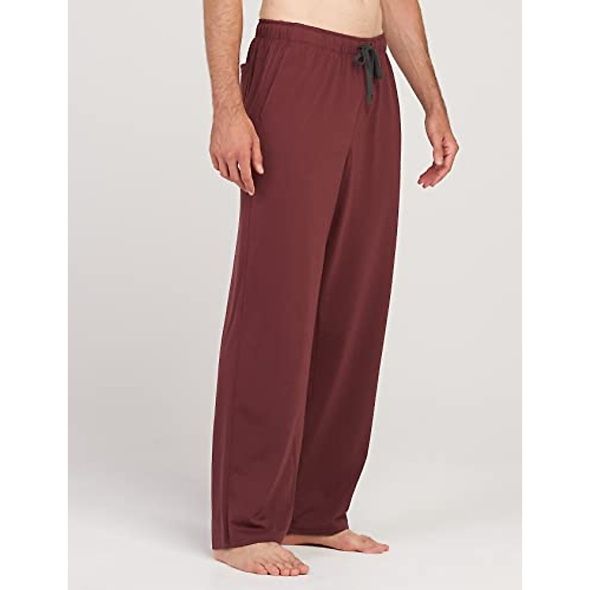 LAPASA Men's Soft Knit Pajama Pants Comfy Sleepwear Loungewear Solid PJ Bottoms with Pockets Nightwear Yoga Meditation M23 Medium (Knit) Burgundy