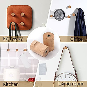 CRSWHA Natural Wood Hooks for Wall,6 Pack Wall-Mounted Wooden Hat Hooks,Modern Decorative Wooden Wall Pegs for Entryway Wall,Heavy Duty Coat Hanger Hooks for Hanging Bags,Towels,Purse(Beech Wood)