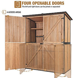 Outdoor Storage Shed, Tool Shed with Floor, Storage House with Metal Frame for Backyard Garden Patio Lawn -Brown