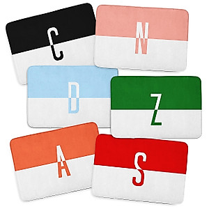 Custom Initial Letter Bath Mat, Memory Foam Cushion Bathroom Rug, Fuchsia, Pink, Green, Red, Orange, Blue, Purple, Black, Tan, Peach, Personalized, Monogrammed