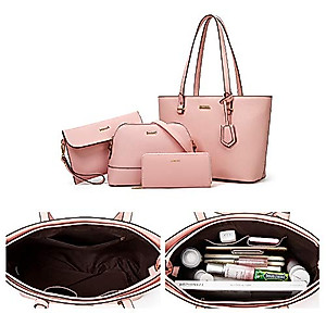 Women Fashion Handbags Wallet Tote Bag Shoulder Bag Top Handle Satchel Purse Set 4pcs