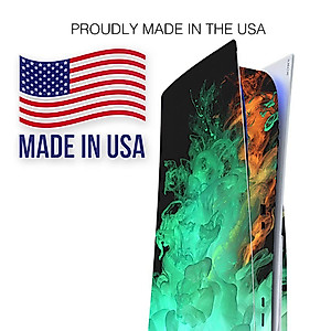 ITS A Skin Skins Compatible with Sony Playstation 5 Console Disc Edition - Protective Decal Overlay Stickers wrap Cover - Orange Green Smoke
