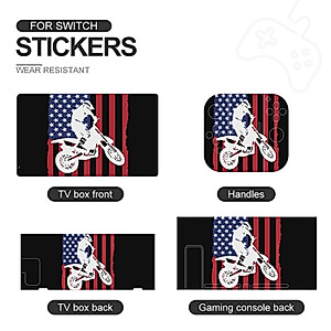 Dirt Bike Motocross Supercross USA Flag Switch Sticker Skin Cute Pattern Full Wrap Skin Protection for Switch