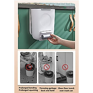Hanging Kitchen Trash Can,6L Folding Small Waste Bins,White Hang Garbage Can,Mountable Indoor Compost Bin,Collapsible Mini Garbage Bin for Cabinet,Car,Bathroom,Office