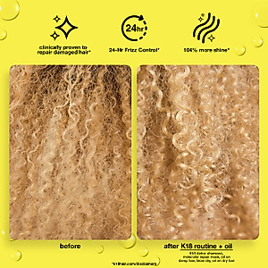 K18 Detox Shampoo & Hair Oil Bundle - Color Safe Detox Clarifying Shampoo (8.5oz) to remove build up, and Weightless Hair Strengthening Oil (30ml)