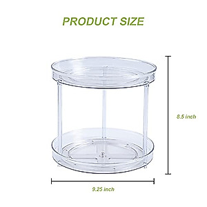 Landmore Lazy Susan Turntable Storage Organizer, Non-Skid 2 Tier Lazy Susan 9.25" Spice Rack, 360 Degree Rotating Acrylic Cabinet Organizer for Kitchen Cosmetic Pantry Bathroom