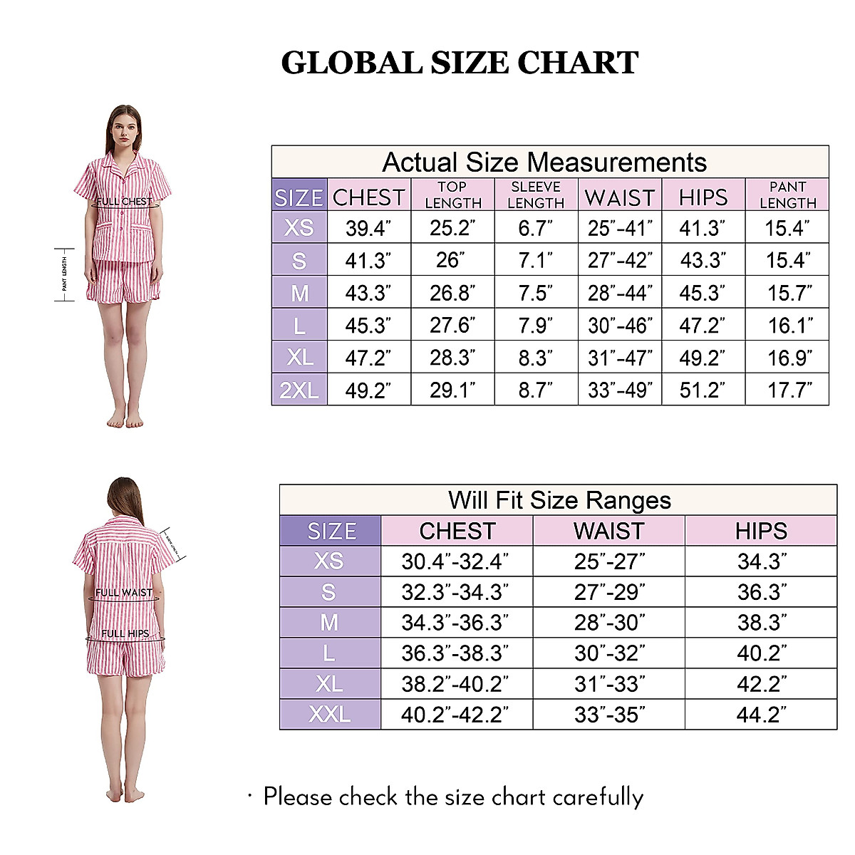 GLOBAL Womens Pajama Set Short Sleeve PJs for Women cotton Pajamas Summer Sleepwear