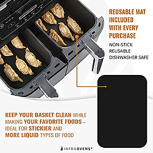 Air Fryer Parchment Paper Accessories for Ninja Foodi Dual Air Fryer 100 pcs DZ201, DZ401, Air Fryer Paper Liners & Heat Resistant Mat, Double Basket Ninja Accessories Sheets for Basket by INFRAOVENS
