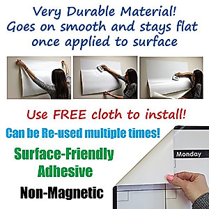 Everase Re-Stic Dry Erase Self-Adhesive Peel & Stick Surface Monthly Calendar | Wall Planner (24 x 36 in.) FREE Marker & Cloth | Organizer, Walls, Doors, Offices | Premium Quality Removable Surface