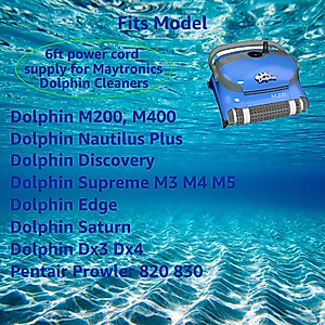 Aomitop 6FT Replacement 3 Prong Power Cord for Maytronics Dolphin Cleaners Power Supply (125V 10A)