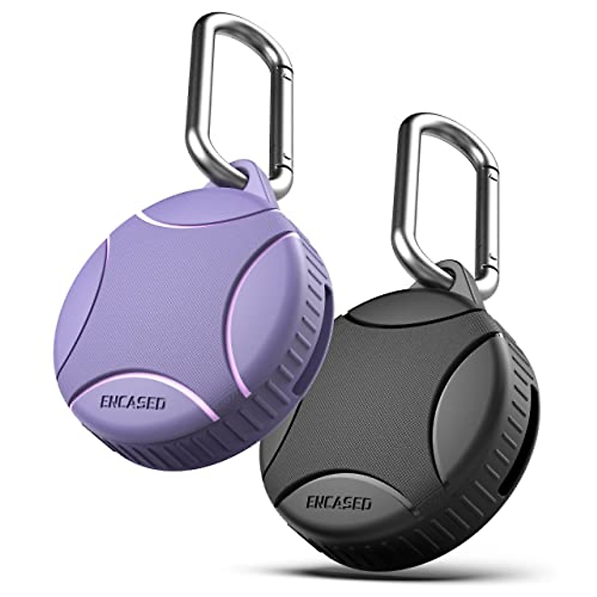 Encased Waterproof Airtag Case Compatible with Apple Airtag Keychain Holder Black Purple - 2 Pack