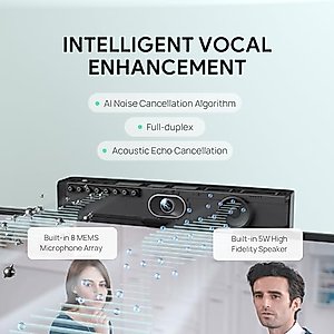 Yealink UVC34 4K Conference Room Camera System All-in-One Video Conferencing System, Auto Framing, 120° Wide Angle Webam with Microphone, Teams Certified Zoom Rooms Camera, PC Connected via USB-A
