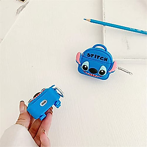 Cute Stitch Backpack Case for Airpod 3rd Generation, Soft Silicone Airpod 3 Charging Case with Lanyard Keychain Fashion Funny Cartoon Shoulder Bag Protective Design Skin for Girls Women Airpod 3 case