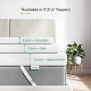 Novilla 4 Inch Memory Foam Mattress Topper, Medium Firm Mattress Topper Queen Size with Non-Slip Design, High Density Gel Mattress Topper for Cooling, Motion Isolation & Pressure Relieving Sleep