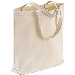 TBF 12-Pack Heavy Duty Sturdy Canvas Tote Bags with Handles - Reusable Natural Grocery Shopping Bags Blank Cloth Fabric for DIY, Crafts - 15x15x3