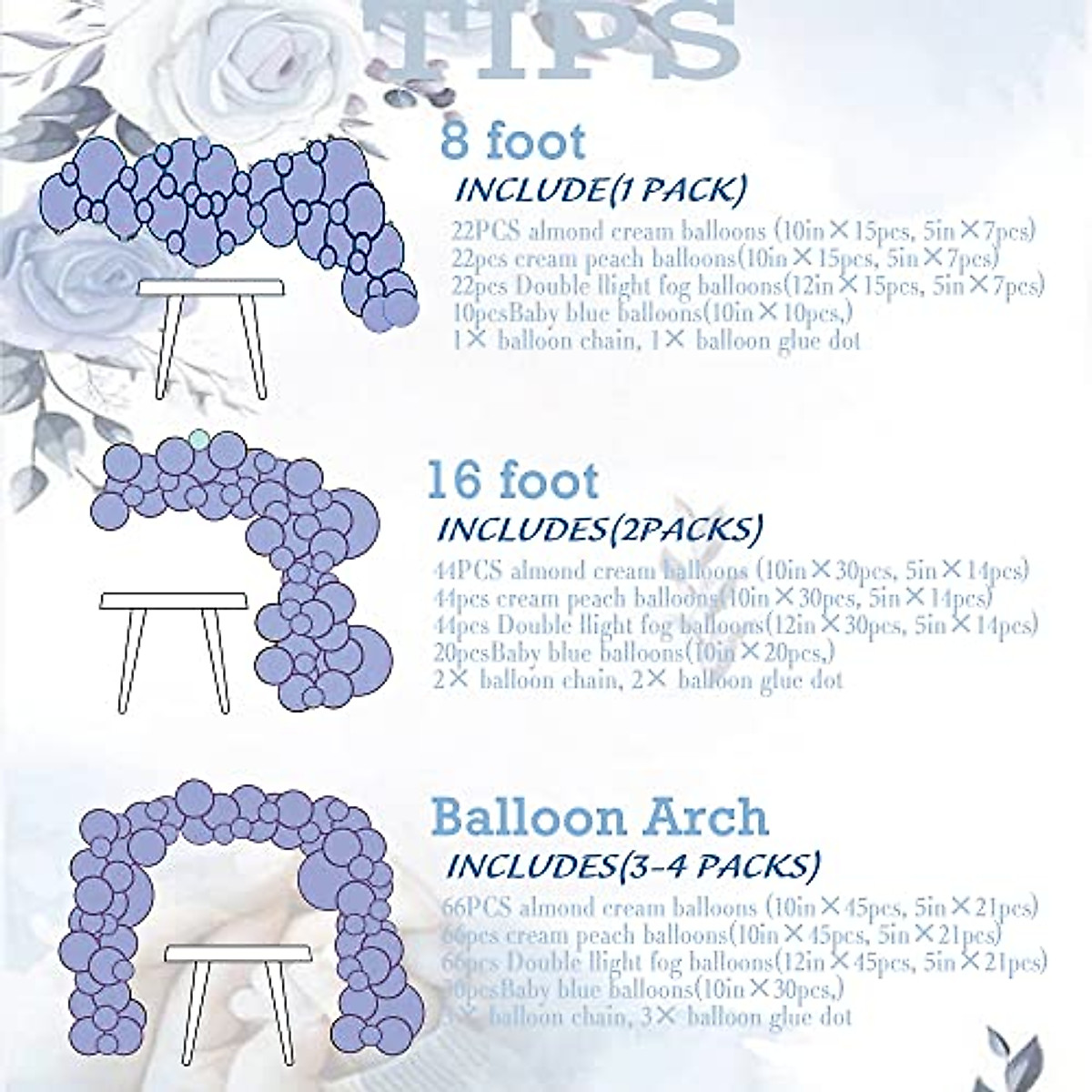 Blue Balloon Garland Arch Kit, SCMDOTI Double Stuffed Pastel Baby Blue Nude Cream Brown Balloon Garland for Teddy Bear Baby Shower Decorations,Gender Reveal and Birthday Party Decoration for boy girls