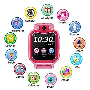 2Pack Kids Smartwatch Watch,Touchscreen Children Smart Watch with Mp3 Pedometer Flashlight Games Radio for Age 4-12 Years