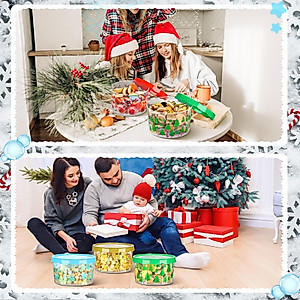 Yaomiao 6 Pcs Christmas Cookie Storage Buckets with Lids Decorative Christmas Themed Plastic Bucket Stackable Snack Container Cookie Jars Winter Candy Containers for Holiday Baked Goods Gift Giving