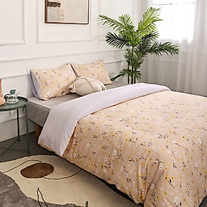 jieshiling Twin Duvet Cover, Soft Cute Bedding Set with Lightweight Duvet Cover Twin and 1 Pillowcases Zipper Closure (Flower,Twin)