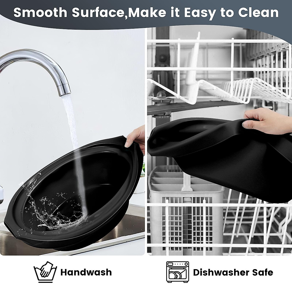 Slow Cooker Liners fit Crock Pot 7-8 QT,Maywe Tanso for Crock Pot Liners For 7-8 Quart Oval or Round Slow Cookers,Reusable & Leakproof Silicone Slow Cooker Liner For Crock Pot,Dishwasher Safe BPA Free