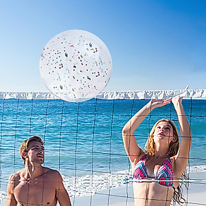 AMOR PRESENT Beach Balls, 16 Inch Glitter Beach Balls Conffeti Pool Toys for Kids Summer Pool Party Beach Volleyball Vacation, Silver