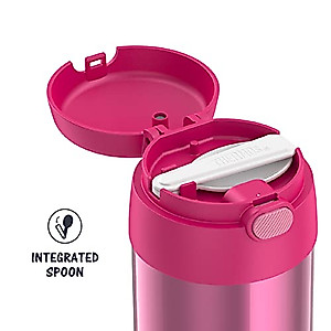THERMOS FUNTAINER 12 Ounce Stainless Steel Vacuum Insulated Kids Straw Bottle, L.O.L Surprise & FUNTAINER 10 Ounce Food Jar, Pink with Spoon