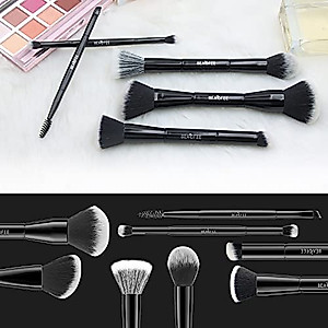 BEASOFEE Perfection Makeup Brushes 5pcs Makeup Brushes Set Synthetic Foundation Powder Concealers Eye shadows Blush Makeup Brushes with Black Bag (Black)